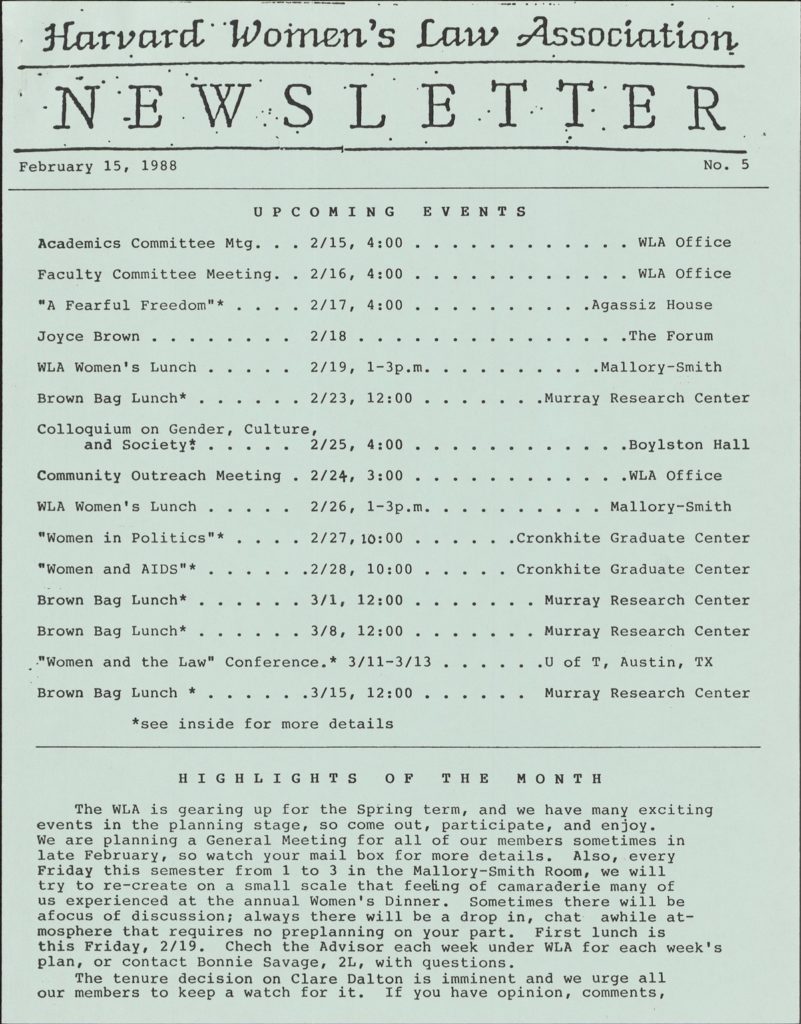 History – Harvard Law Women's Law Association